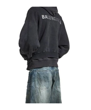 Balenciaga Layered Faded Zipped Hoodie - Faded Black