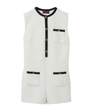 Gucci Sleeveless Jumpsuit With Interlocking G Buttons - No