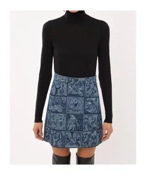Chloé Turtleneck Knitted Jumper With Scalloped Trim - Black
