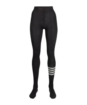 Thom Browne 4-bar Striped Ribbed Tights - Medium Grey