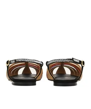 FERRAGAMO Embellished Cage Flat Sandals - Multi-color