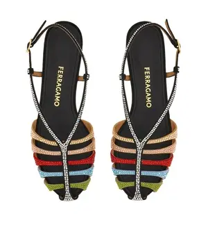 FERRAGAMO Embellished Cage Flat Sandals - Multi-color
