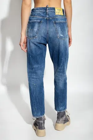 Dsquared2 Boston Straight-leg Distressed Jeans With Patchwork - Blue