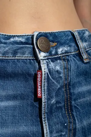 Dsquared2 Boston Straight-leg Distressed Jeans With Patchwork - Blue