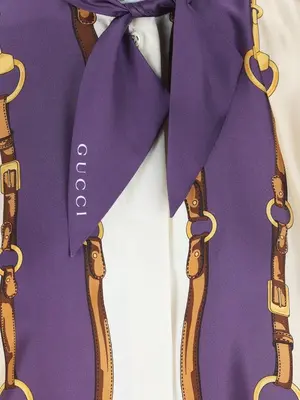 Gucci Printed Silk Twill Shirt With Self-tie Neck Bow