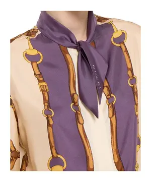 Gucci Printed Silk Twill Shirt With Self-tie Neck Bow