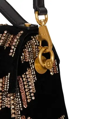 Balmain Embellished Velvet B-buzz Dynasty Bag