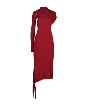 COURREGES Long Slash Crepe Dress - Red