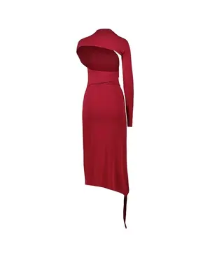 COURREGES Long Slash Crepe Dress - Red