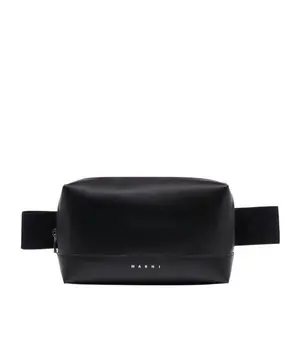 Marni Logo Detailed Zipped Belt Bag - Black
