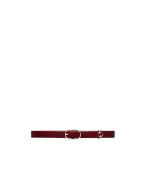 Gucci Double G Logo Leather Belt - Red