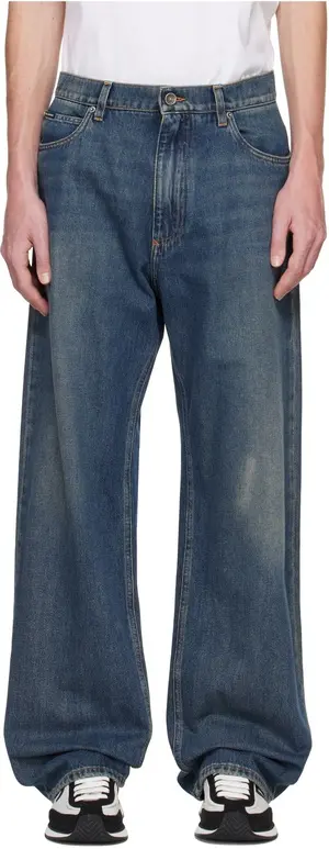 Dolce & Gabbana Logo Plaque Straight Leg Jeans - Blue