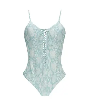 FISICO Sling Swimsuit With Lace Up Front - Blue