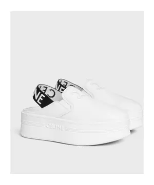 Celine Block Wedge Mule In Calfskin And Textile