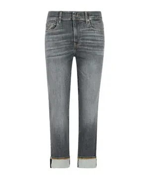 7 For All Mankind Relaxed Skinny Grey Cotton Jeans