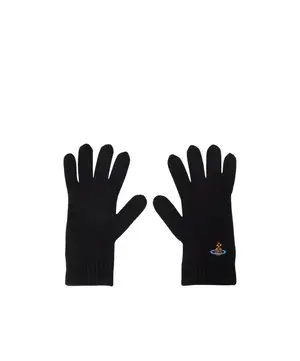 VIVIENNE WESTWOOD Knitted Gloves With Orb Logo - Black