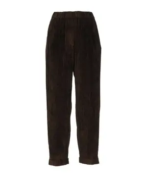 Peserico Corduroy Trousers With Turned-up Hem - Black