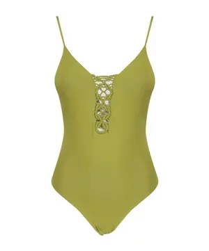 FISICO Handmade Weaving One-piece Swimsuit - Green