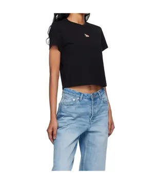 Maison Kitsuné Fox Baby Cropped T-shirt - Black