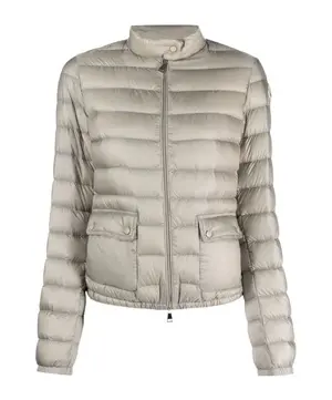 Moncler Long Sleeve Down Jacket With Zip-up Front - Nude