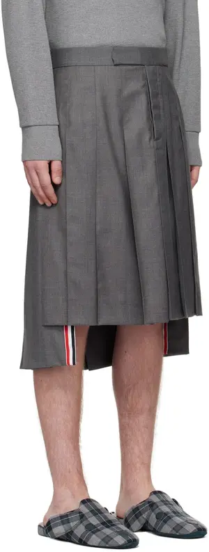 Thom Browne Medium Grey Pleated High-low Hem Skirt
