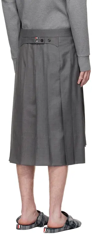 Thom Browne Medium Grey Pleated High-low Hem Skirt