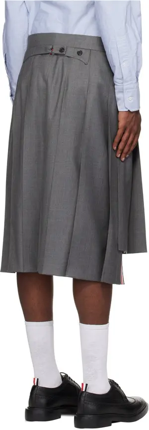 Thom Browne Medium Grey Pleated High-low Hem Skirt