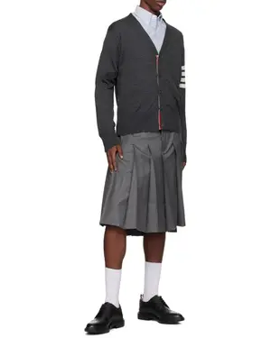 Thom Browne Medium Grey Pleated High-low Hem Skirt
