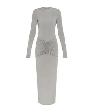 Balmain Ruched Open-back Maxi Dress - Gray