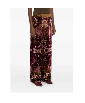 PIERRE-LOUIS MASCIA Elastic Waist Wide-leg Brocade Pants - Brown