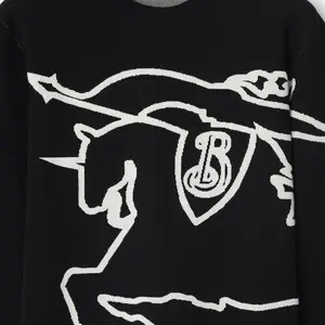 Burberry Ekd Intarsia-knit Crewneck Jumper - Black/chalk