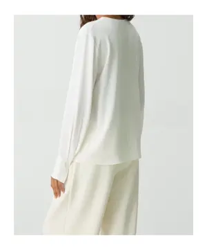 Theory Relaxed V-neck Blouse With Asymmetrical Front Slit