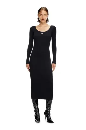 DIESEL® Ribbed Scoop Neck Midi Dress