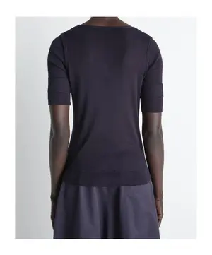 LEMAIRE Trompe L'oeil Ribbed Short Sleeve Top - Midnight