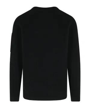 C.P. COMPANY Logo Patch Crewneck Knitwear - Black