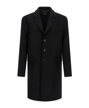 Dsquared2 Button-fastening Wool Coat With Notched Lapel