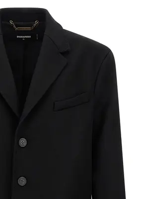 Dsquared2 Button-fastening Wool Coat With Notched Lapel