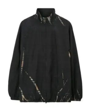 Burberry Zip-up Jacket With Checked Print - Black