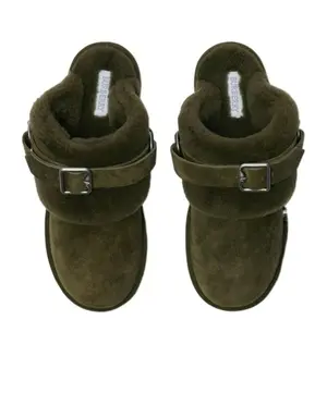 Burberry Slip-on Low Slippers With Sheepskin Lining And Ekd Sole Detailing - Lake Color