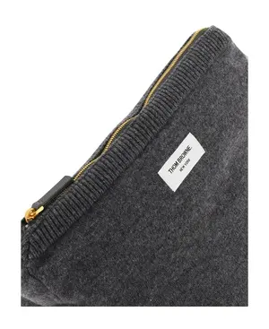 Thom Browne Zipped Crossbody Bag With 4-bar Stripes - Medium Gray