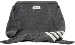 Thom Browne Zipped Crossbody Bag With 4-bar Stripes - Medium Gray