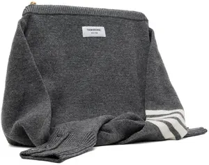 Thom Browne Zipped Crossbody Bag With 4-bar Stripes - Medium Gray