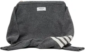 Thom Browne Zipped Crossbody Bag With 4-bar Stripes - Medium Gray