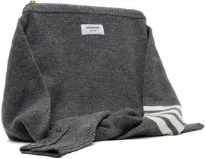 Thom Browne Zipped Crossbody Bag With 4-bar Stripes - Medium Gray