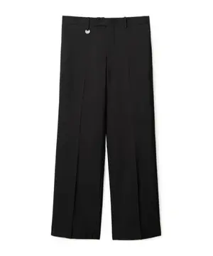 Burberry Tailored Trousers With Logo Charm - Black