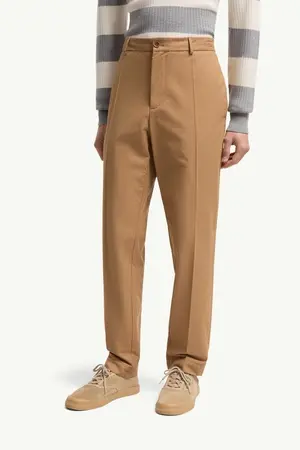 Moncler Logo Patch Straight-leg Trousers - Beige