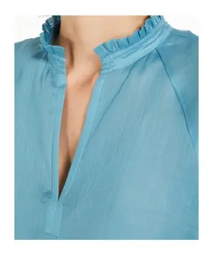 Max Mara Orvieto V-neck Cropped Top With Ruffled Collar