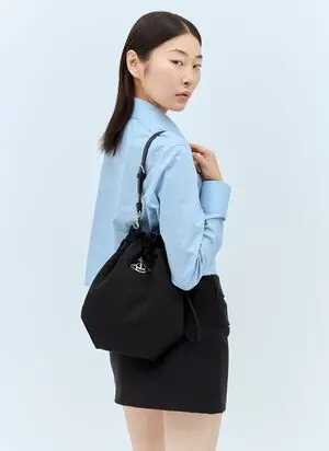 VIVIENNE WESTWOOD Logo Plaque Drawstring Tote Bag - Black
