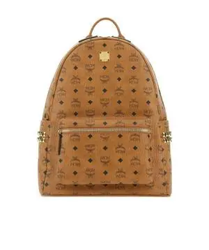 Mcm Stark All-over Logo Printed Medium Backpack - Orange