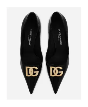 Dolce & Gabbana Stiletto Heel Pumps With Logo Lettering - Black